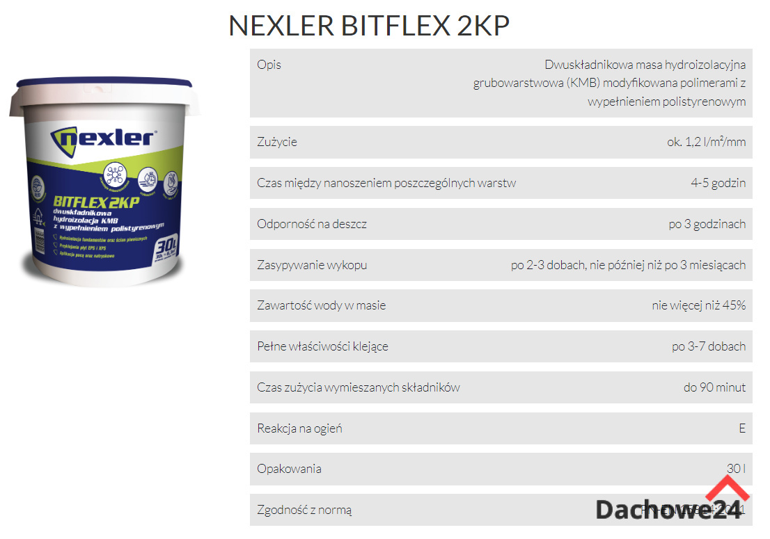 Nexler Bitflex 2KP hydroizolacja dwuskładnikowa 30l. > NEXLER